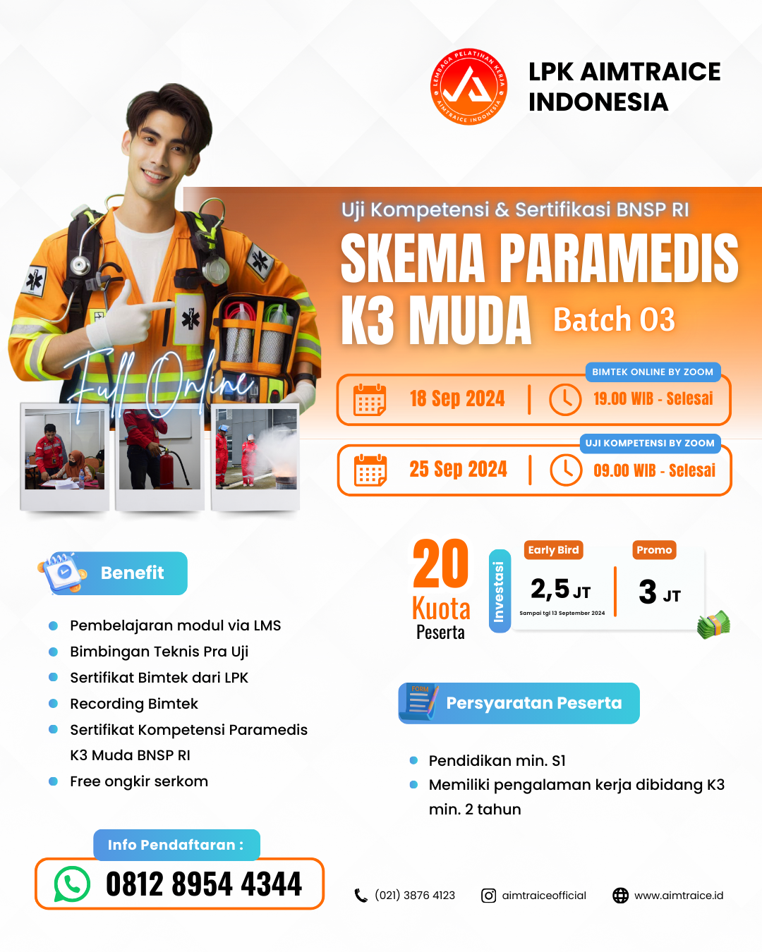 Uji Kompetensi & Sertifikasi BNSP RI Skema Paramedis K3 Muda