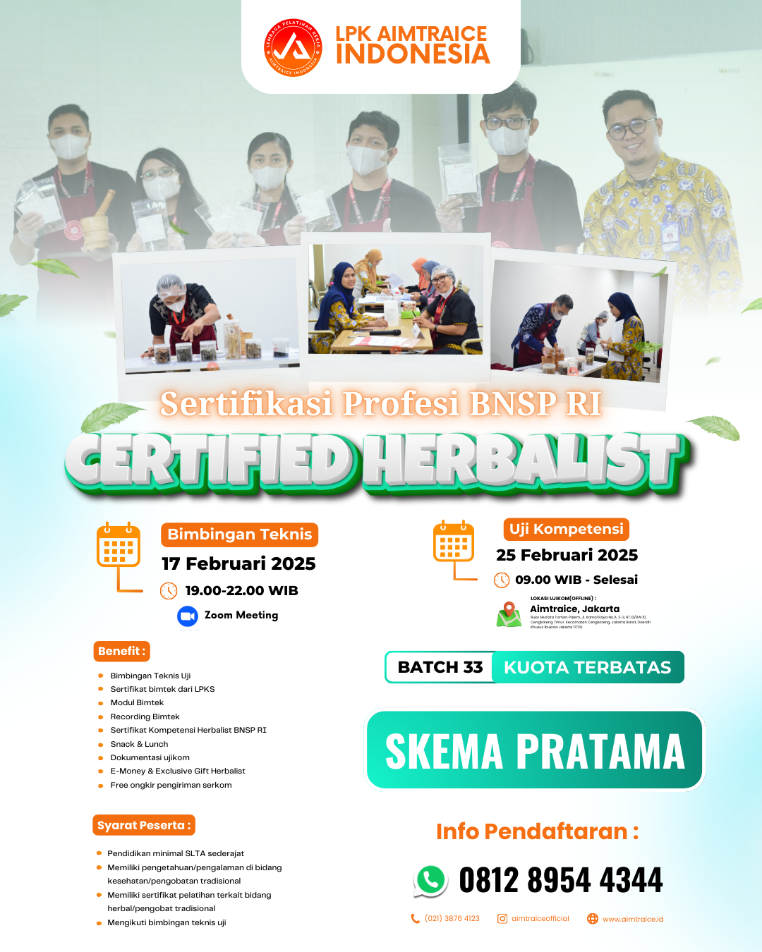 Sertifikasi Profesi BNSP RI Certified Herbalist Batch 33 - Skema Pratama