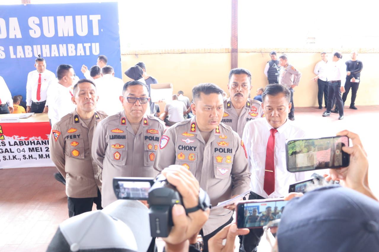 Konferensi Pers, Polres Labuhanbatu Ungkap 62 Kasus Dalam 42 Hari